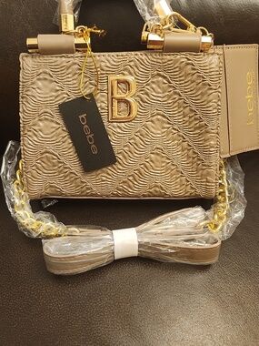 bebe | Bags | Nwt Bebe Nola Mini Satchel Taupe Textured Crossbody Bag ...